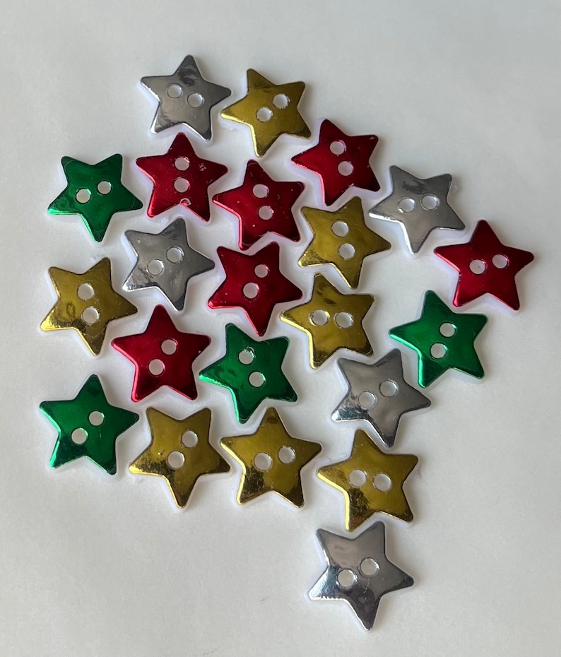 Mini Christmas Star Buttons 12mm — Small Resin Festive Sewing Buttons ...
