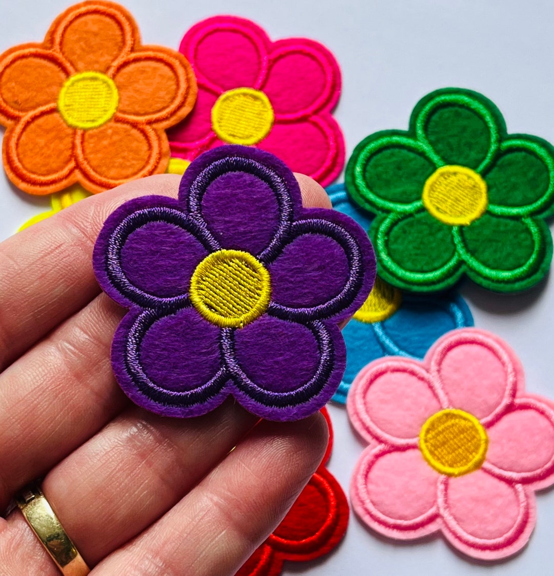 Flower Iron on Patch – Embroidered Clothing Applique, Multiple Colors ...