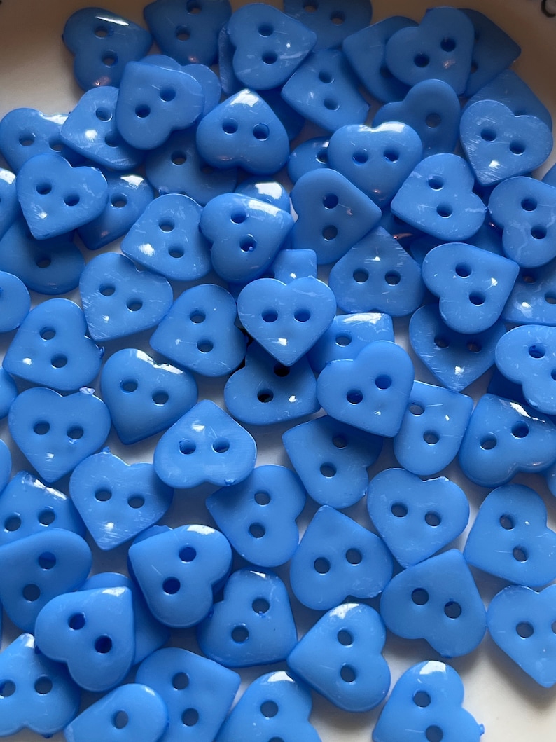 11 Mm Heart Shaped Resin Buttons. Packs of 6 or 12. Blue Heart Shaped ...