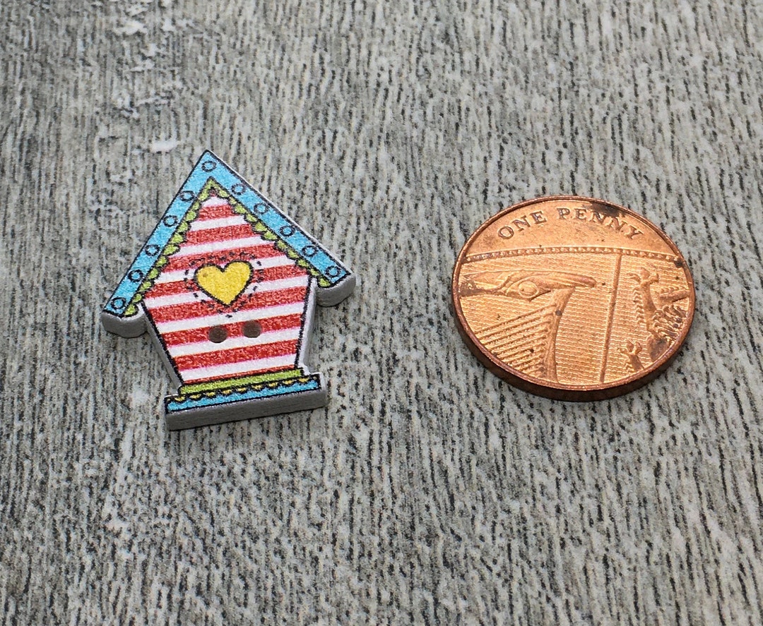 Colourful Bird House Wooden Buttons X 12, Nature, Bird Lovers ...
