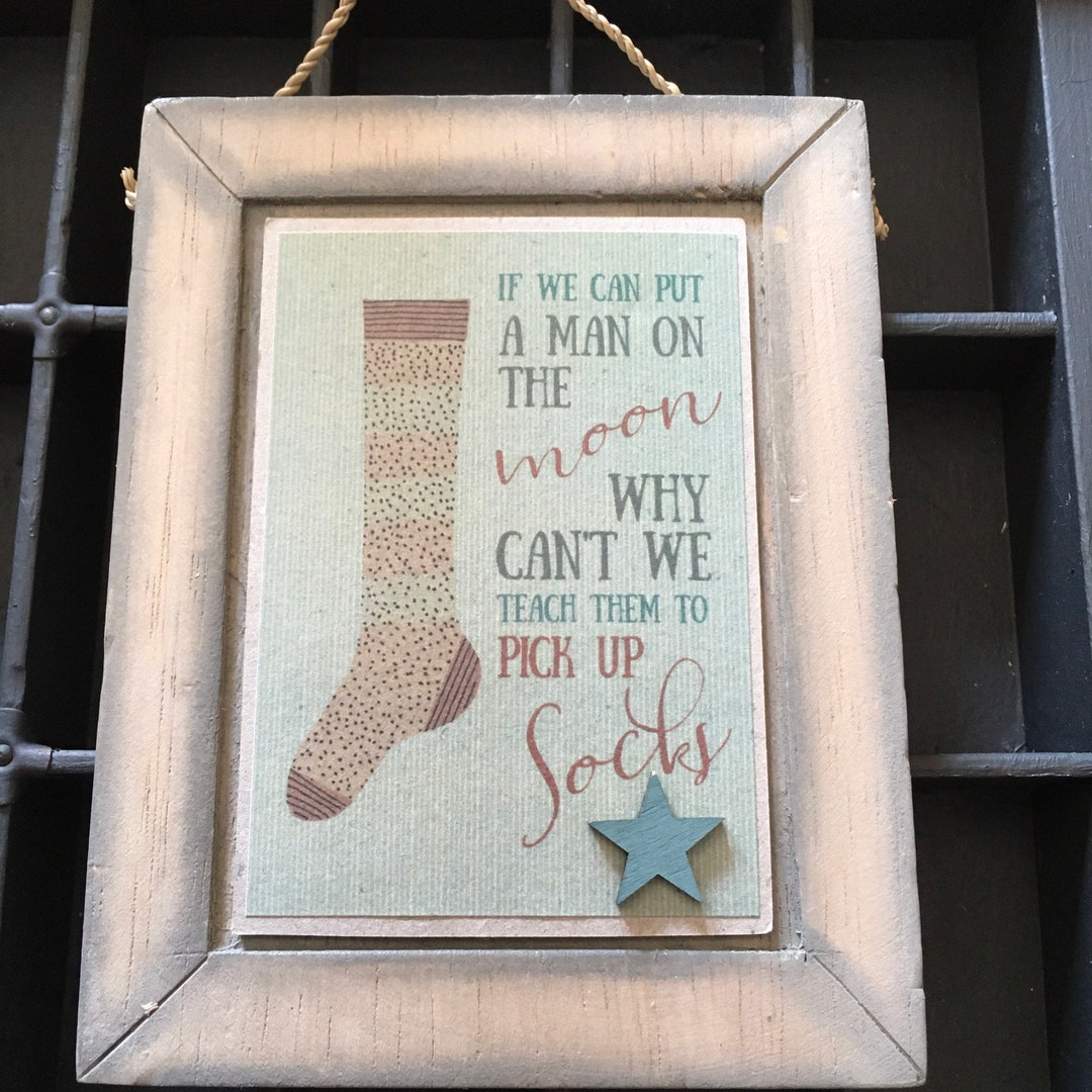 East of India Handmade Wooden Framed Picture, Socks Quote - Etsy