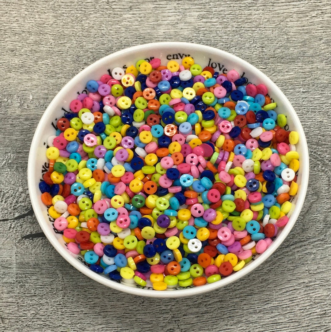 Tiny 6mm Round Sewing Buttons X 100 - Mixed Colours of Micro Buttons ...