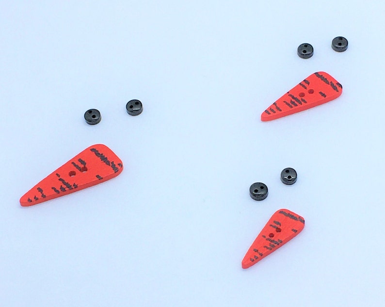 Snowman "carrot" Wooden Button Noses and Resin Black Button Eyes X 12 ...
