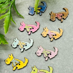 15 X Colourful Wooden Dog Buttons - Crafting, Scrapbooking, Cards ...