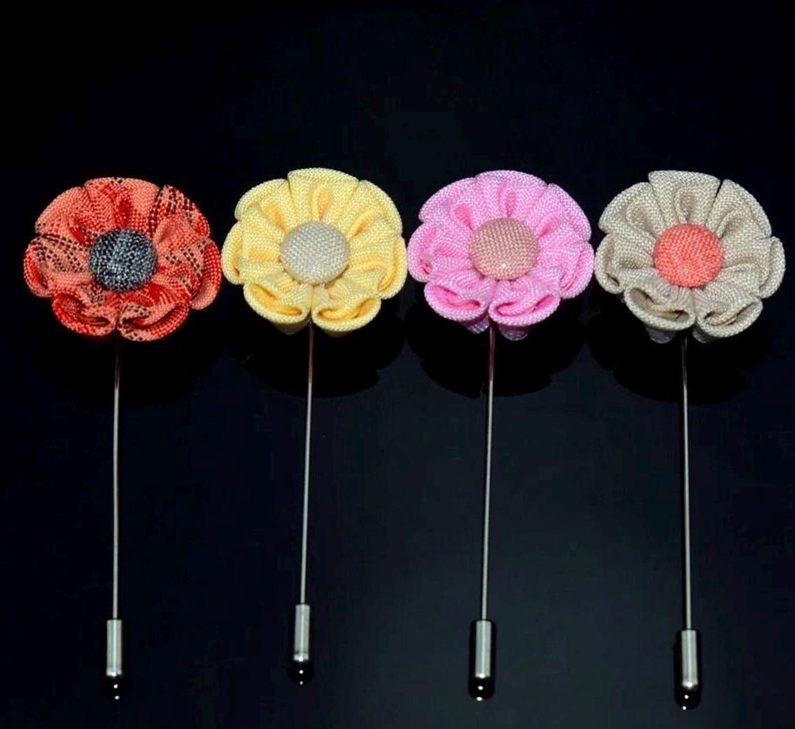 Buttonhole. Fabric Flower Buttonhole - Lapel Pin - Flower Brooch ...