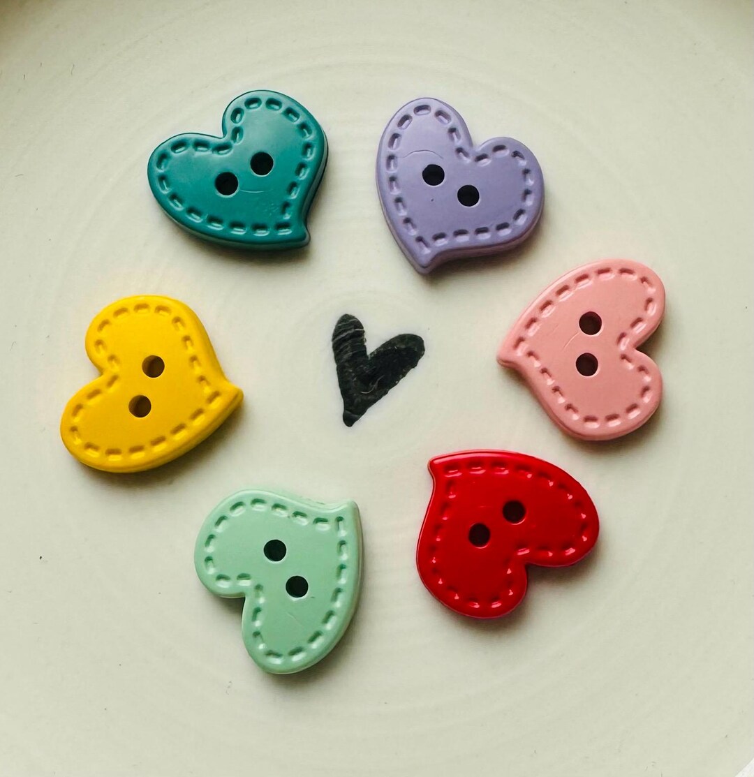 Heart Shaped Sewing Buttons. Mixed Colours in 18mm Buttons, Doll House ...