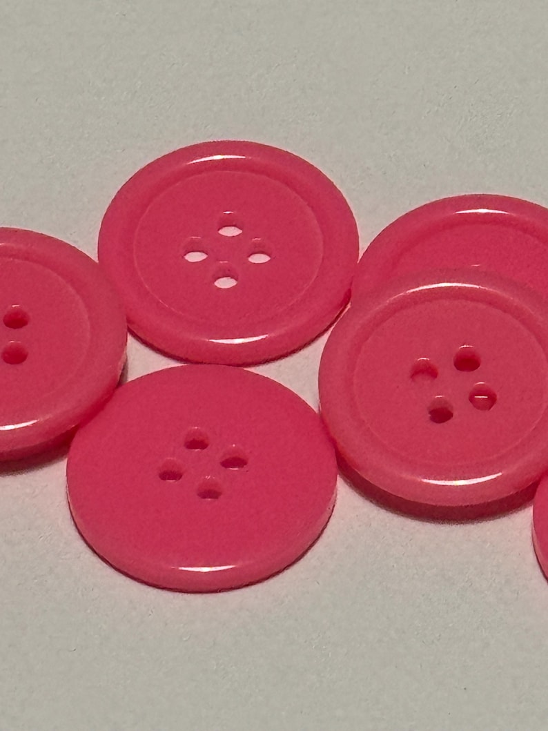 Large Pink 23mm Resin Sewing Buttons. These Glossy Plastic Buttons Come ...