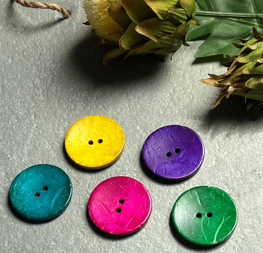 Brightly Coloured Coconut Buttons - Various Sizes in Packs of 1, 5 or ...