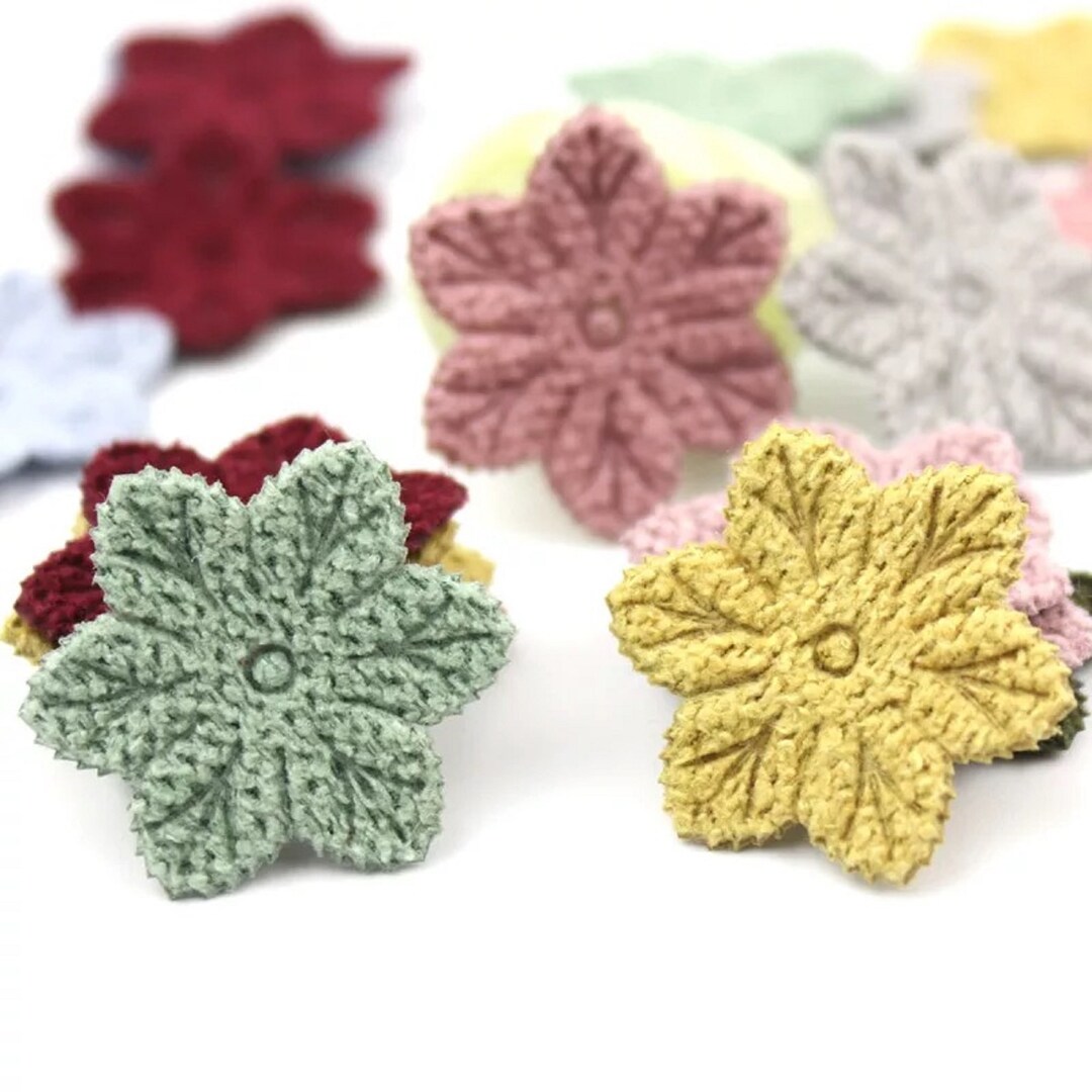 25 Mm Embossed Fabric Flower Appliques. Knitted Fabric Embellishments X ...