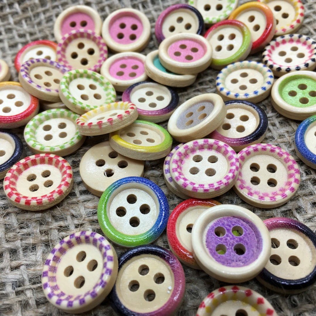 Rustic Style Buttons With A Splash Of Colour X 20 Scrapbooking Party