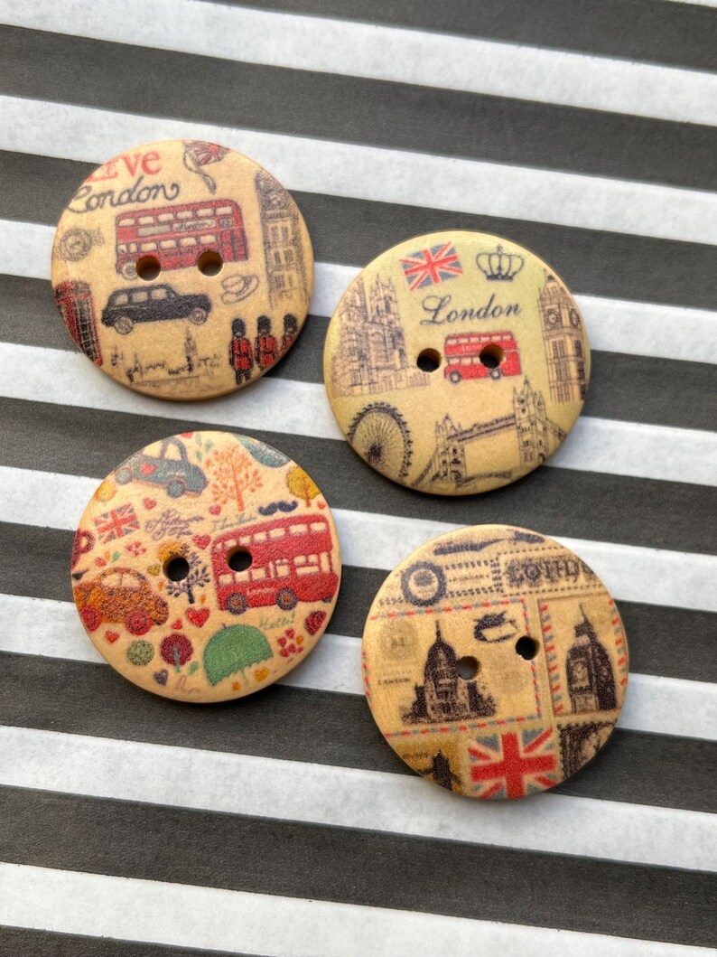 London Wooden Buttons, Vintage Style Sewing Crafts (30mm) - Etsy