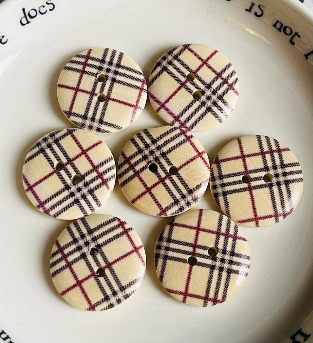 Vintage Style Plaid Wooden Buttons, Assorted Colors (25 Mm) - Etsy