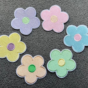 Iron on Patches. 70 Mm Large Pastel Flower Shaped Iron On/sew on ...