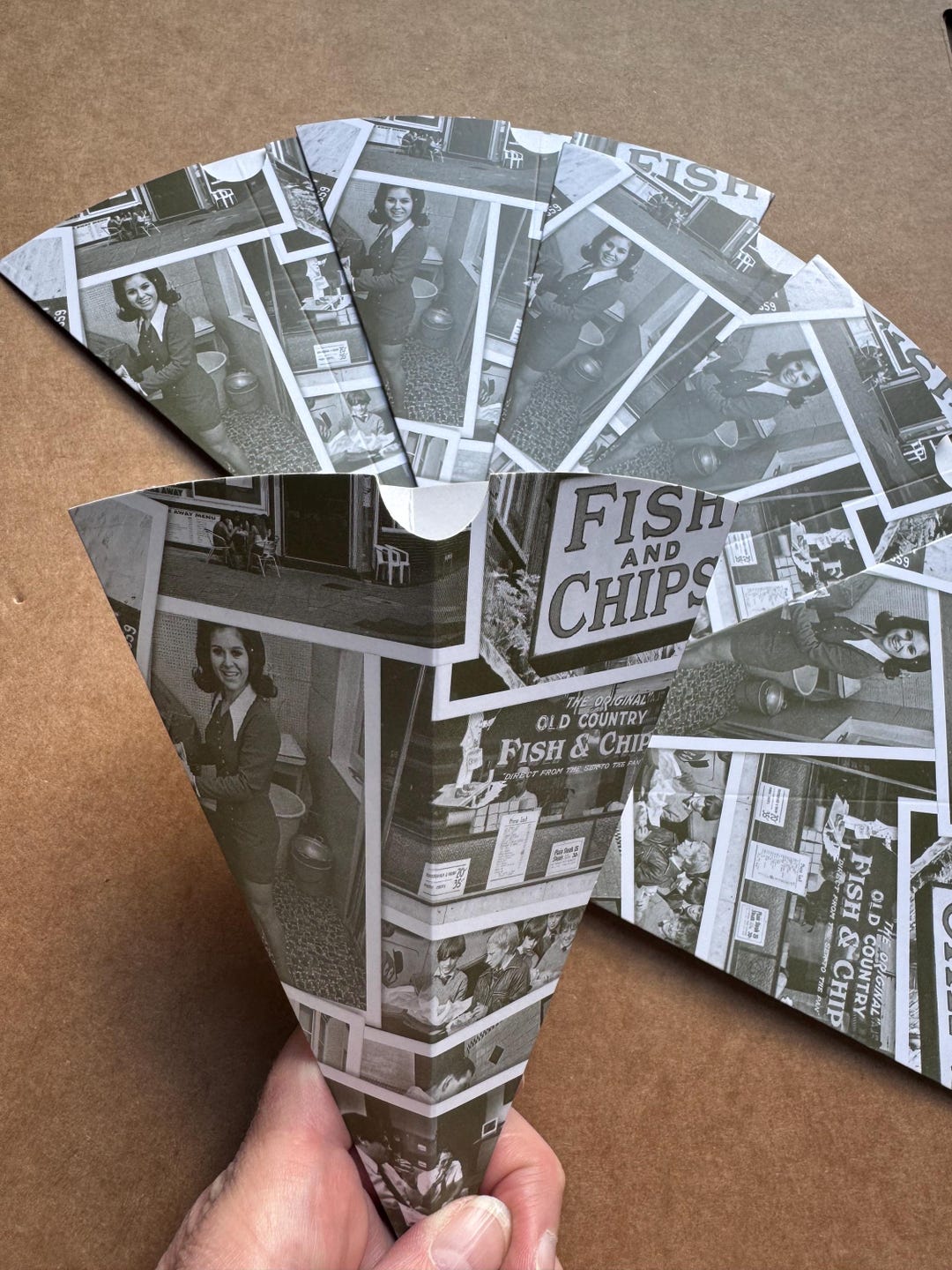 Fish and Chip Food Cones in a Retro Style Newspaper Print. These Fab ...