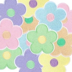 Iron on Patches. 70 Mm Large Pastel Flower Shaped Iron On/sew on ...
