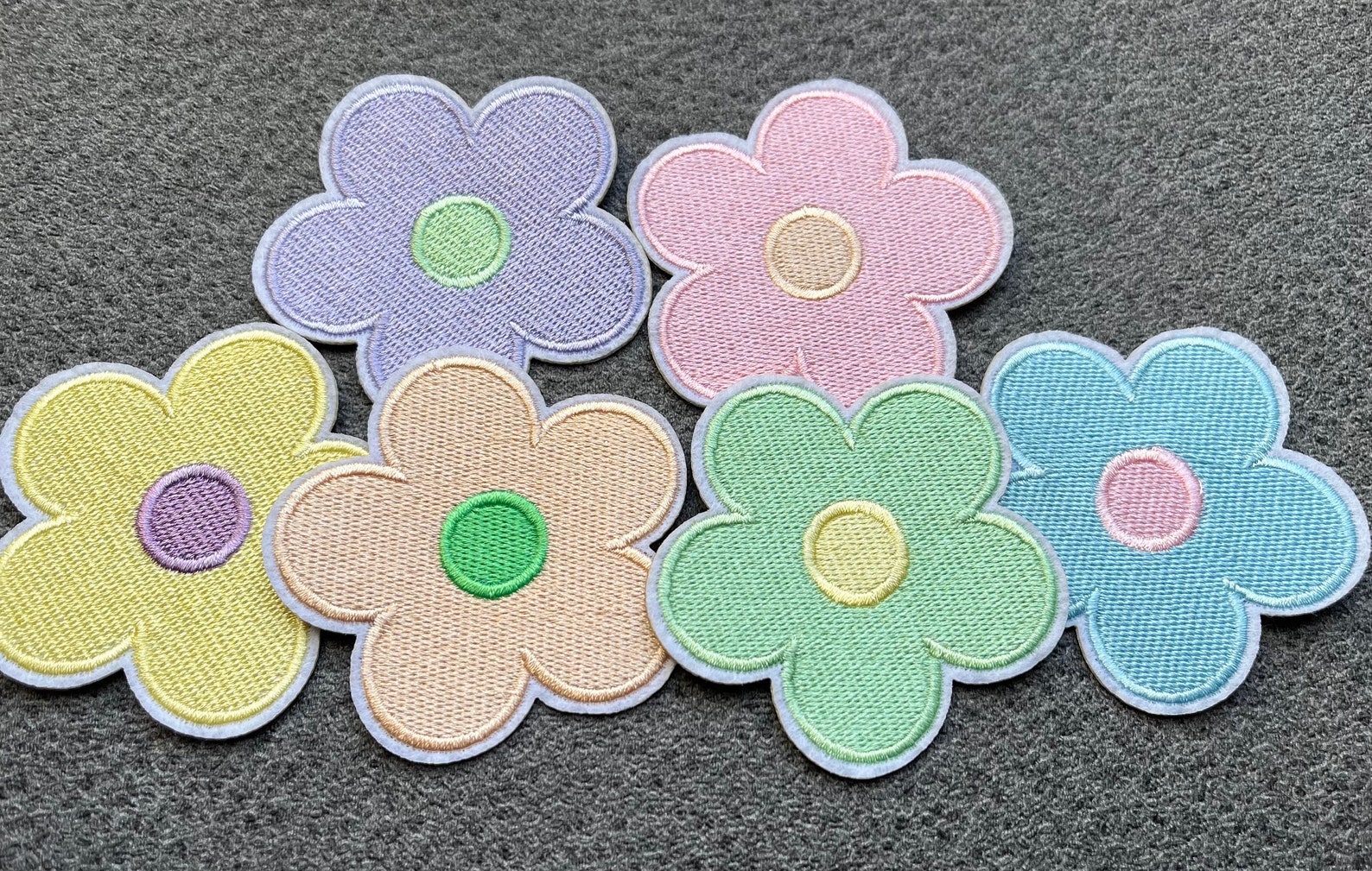 Iron on Patches. 70 Mm Large Pastel Flower Shaped Iron On/sew on ...