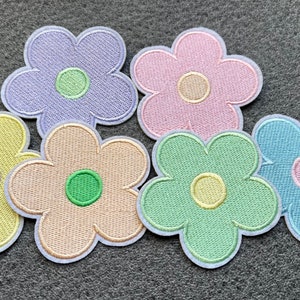 Iron on Patches. 70 Mm Large Pastel Flower Shaped Iron On/sew on ...