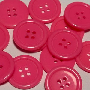 Large Pink 23mm Resin Sewing Buttons. These Glossy Plastic Buttons Come ...