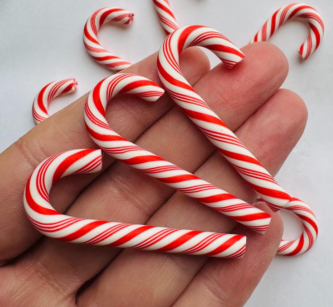 Large Candy Canes, 45mm Flexible Striped Candy Canes. Red and White ...