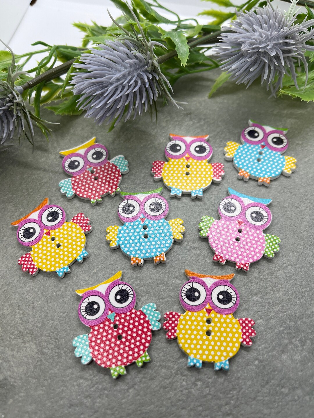 Owl Wooden Buttons. 2 Sizes Large and Small, Wooden Owl Buttons ...