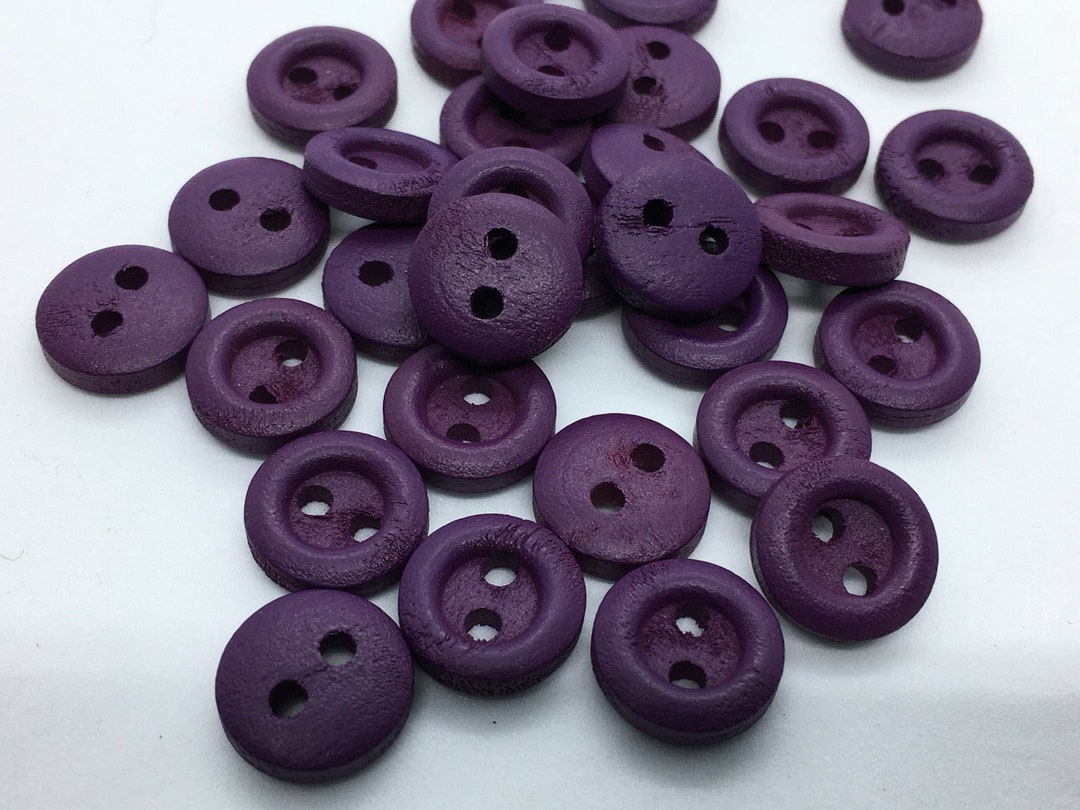 10mm Deep Purple Coloured Rustic Wooden Sewing Buttons. Cute 10mm ...
