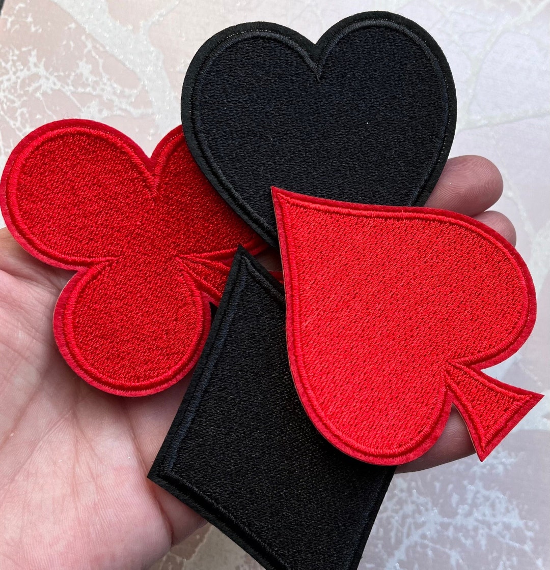 Iron on Patches. Playing Card Shaped Iron on Patches. Extra Large Hearts, Clubs, Diamonds and ...