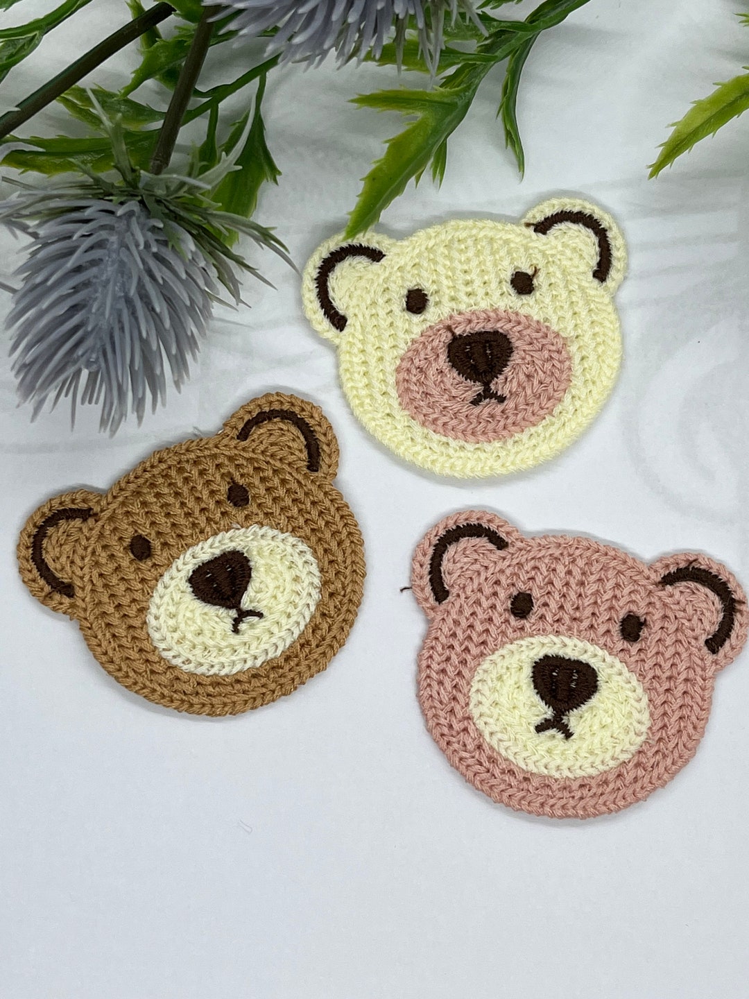 Cute Knitted Teddy Bear Woolen Embellishments. Extra Large 6 Cm Knitted ...