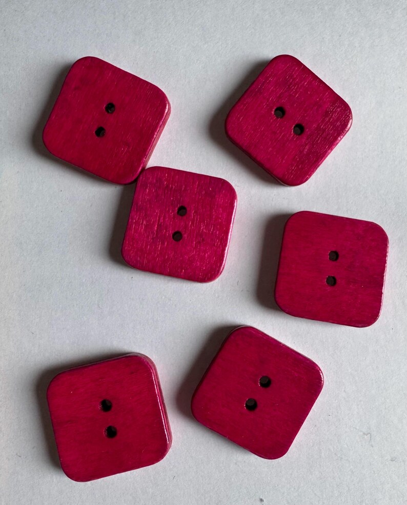 Set of 6 Rainbow Coloured Wooden Square Buttons. 18 Mm Wooden Square ...