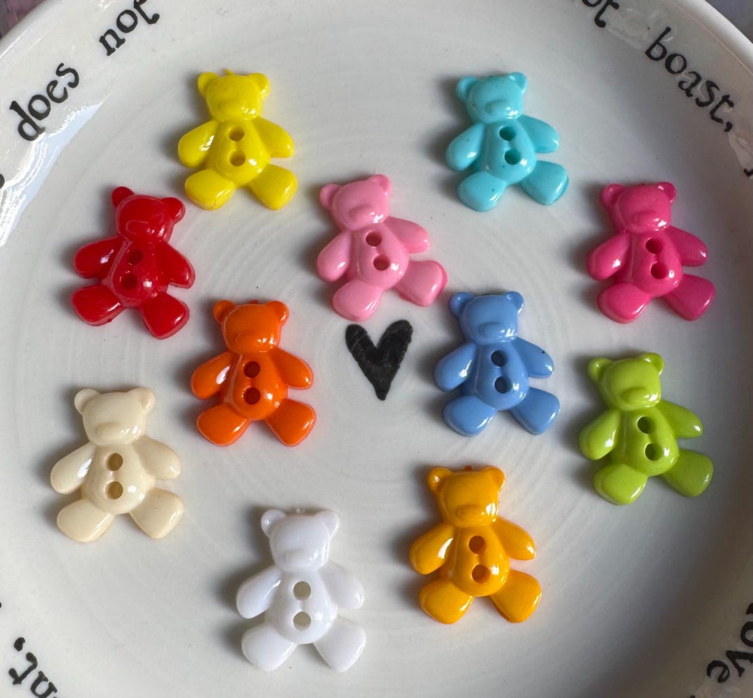 Cute Teddy Bear Shaped Buttons X 10. Gorgeous Little Bear Buttons in ...