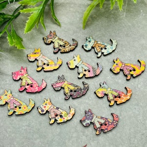 15 X Colourful Wooden Dog Buttons - Crafting, Scrapbooking, Cards ...