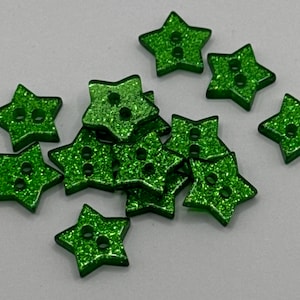 Glitter Resin Star Shaped Buttons. Christmas Craft Buttons. Sparkly ...