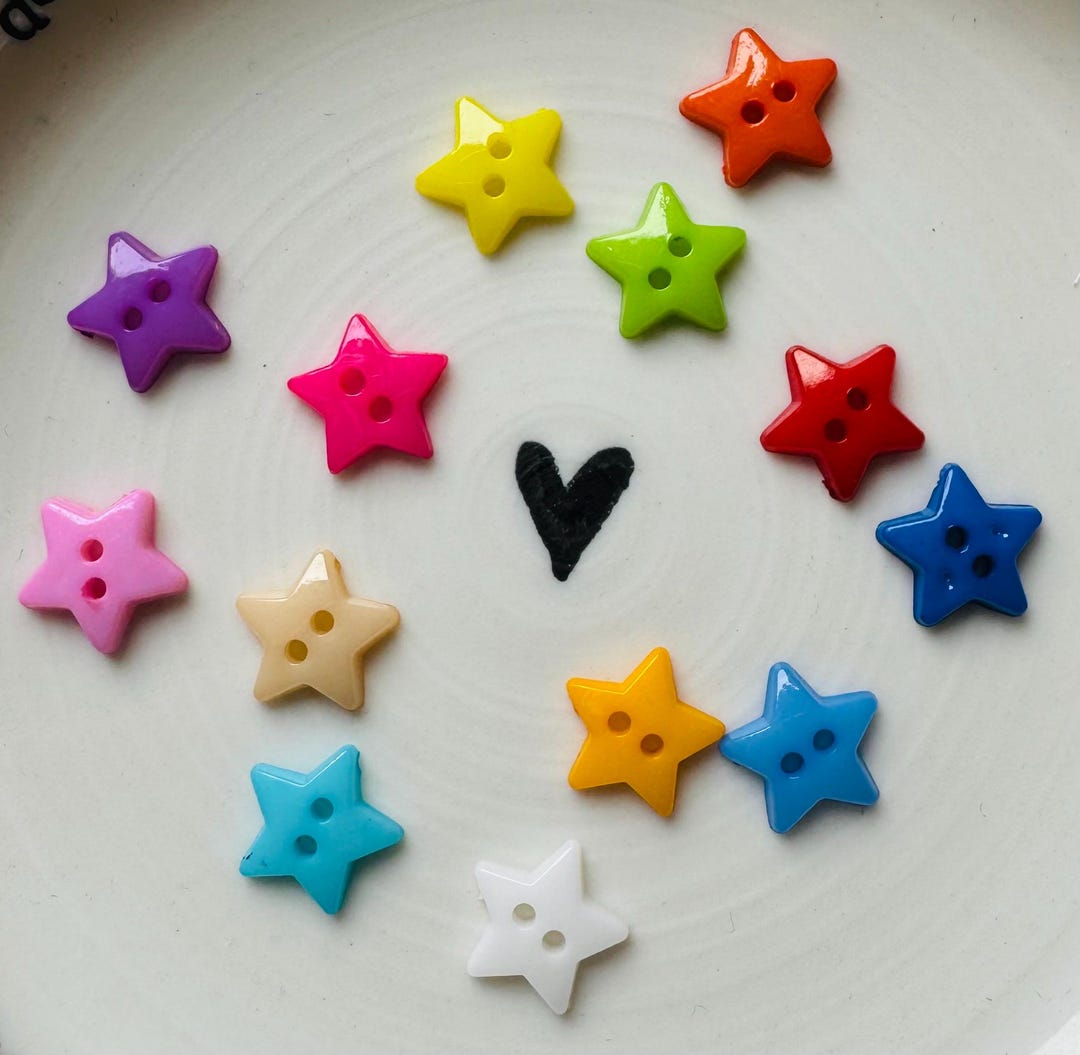 Star Shaped Buttons / 12 Mm Various Coloured Star Buttons. Gorgeous ...