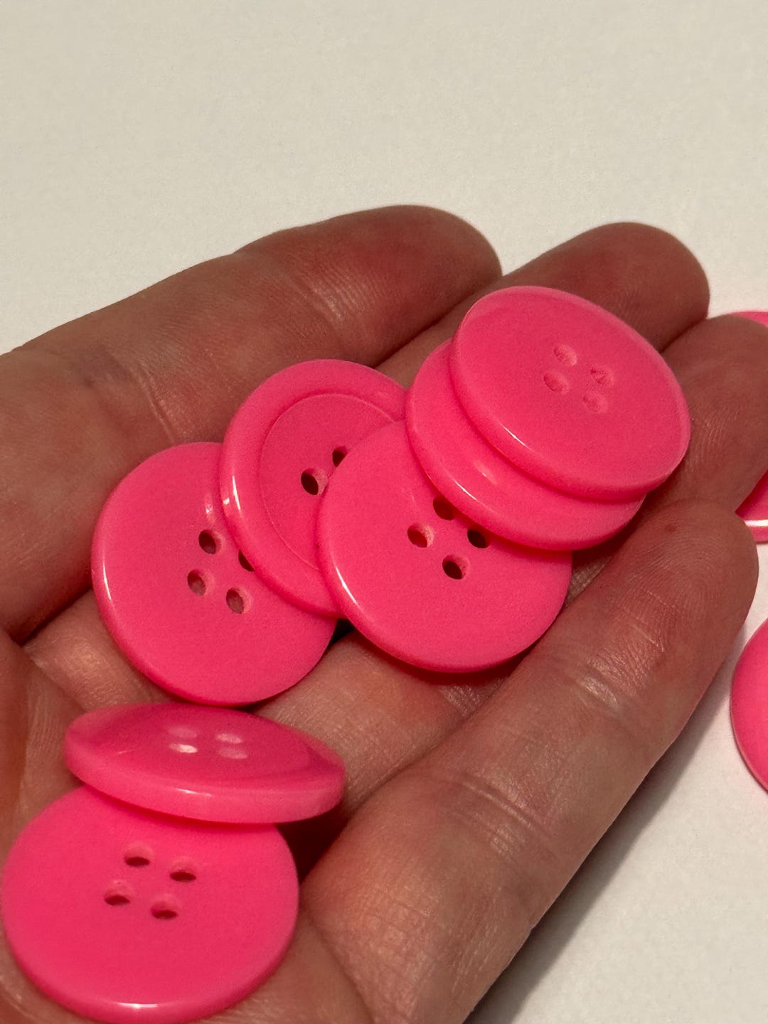 Large Pink 23mm Resin Sewing Buttons. These Glossy Plastic Buttons Come ...