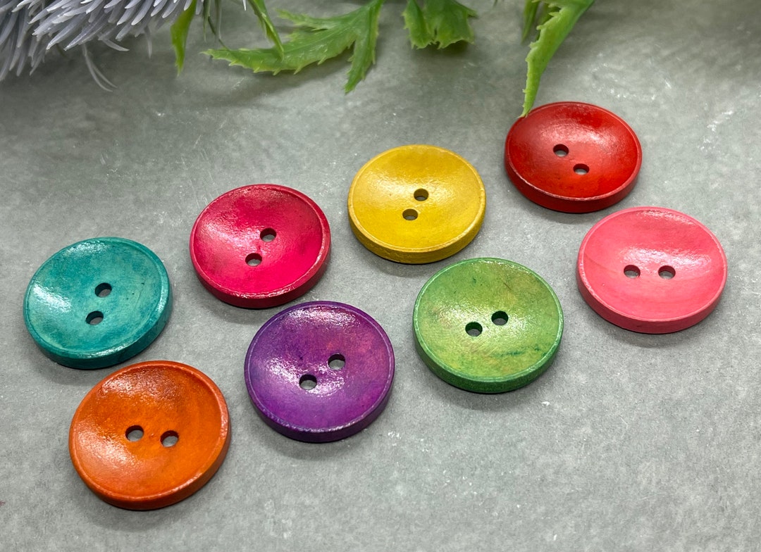 Rainbow Coloured Wooden Buttons. 20 Mm X 8. Rustic Wood Buttons. - Etsy
