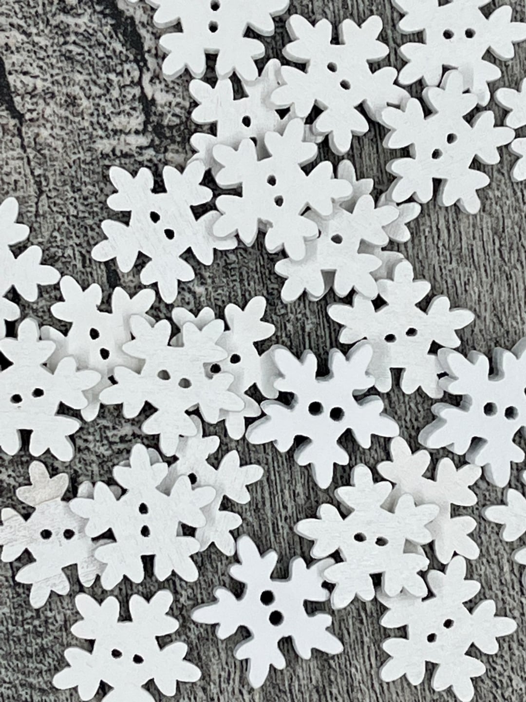 Snowflake Buttons X 15. Wooden Snowflake Buttons in White. Ideal for ...