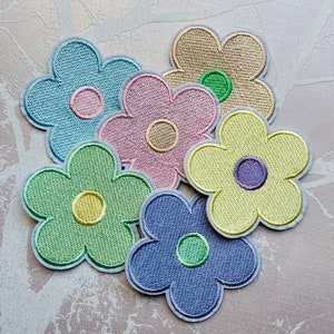 Iron on Patches. 70 Mm Large Pastel Flower Shaped Iron On/sew on ...