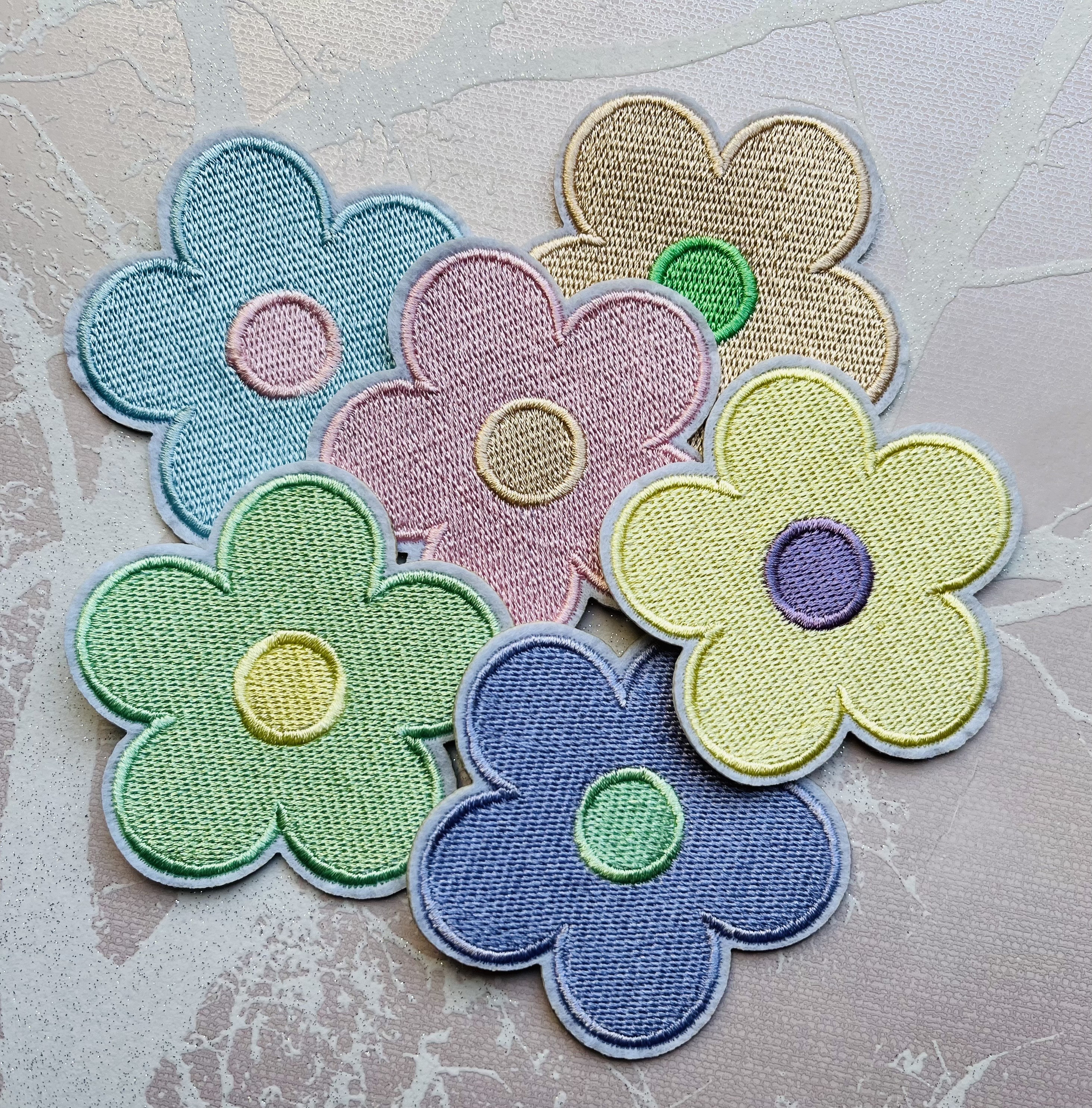 Iron on Patches. 70 Mm Large Pastel Flower Shaped Iron On/sew on ...