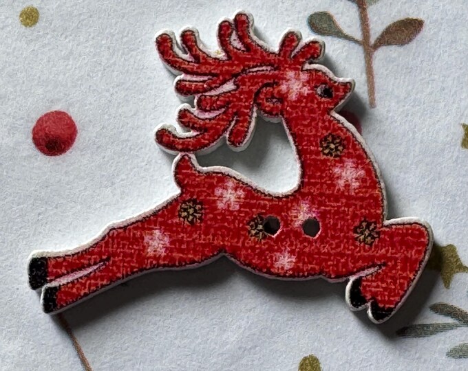 Reindeer Buttons - Colourful Wooden Christmas Buttons X 12. Christmas ...