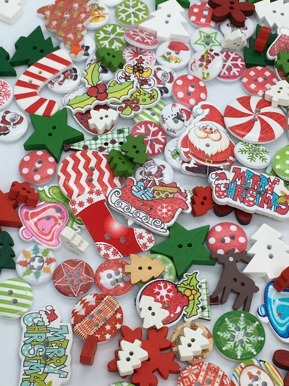 Christmas Button Mix Festive Christmas Buttons Quality - Etsy