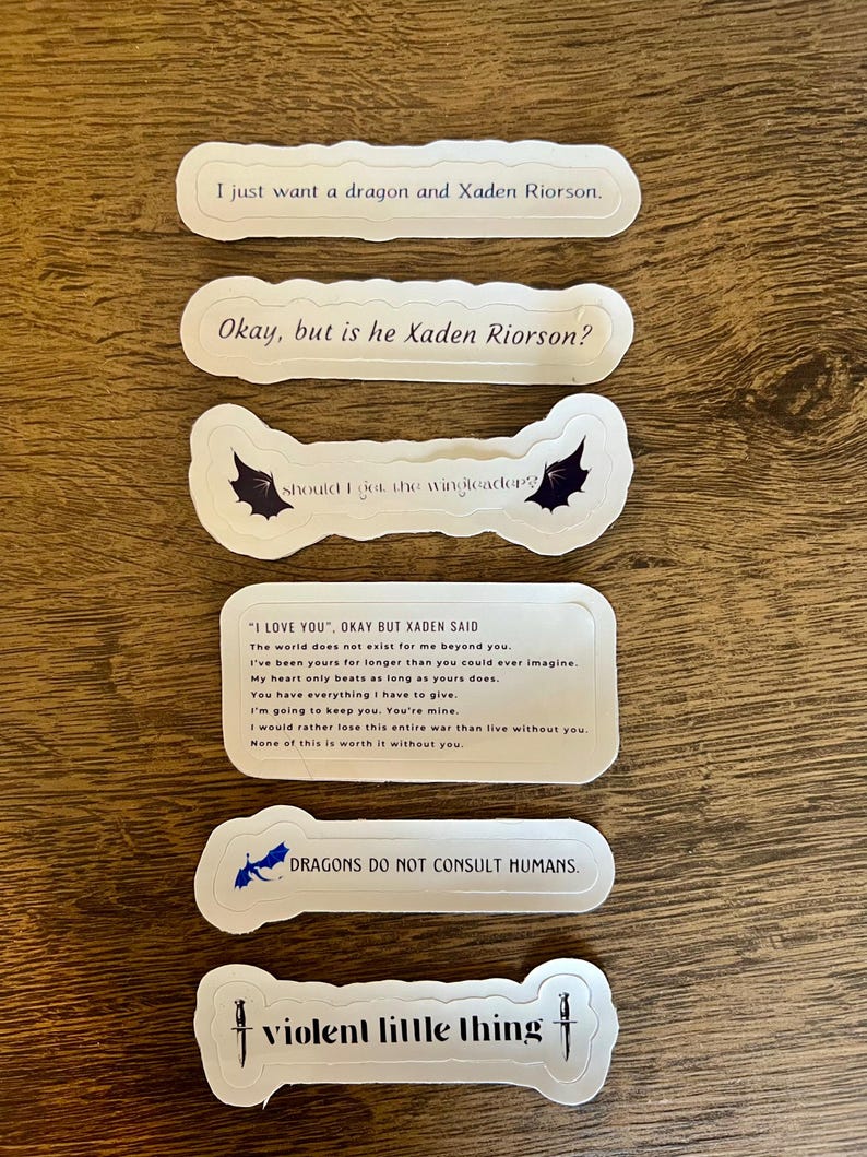 Fourth Wing Stickers / Iron Flame / Bookish / Violet / Xaden - Etsy
