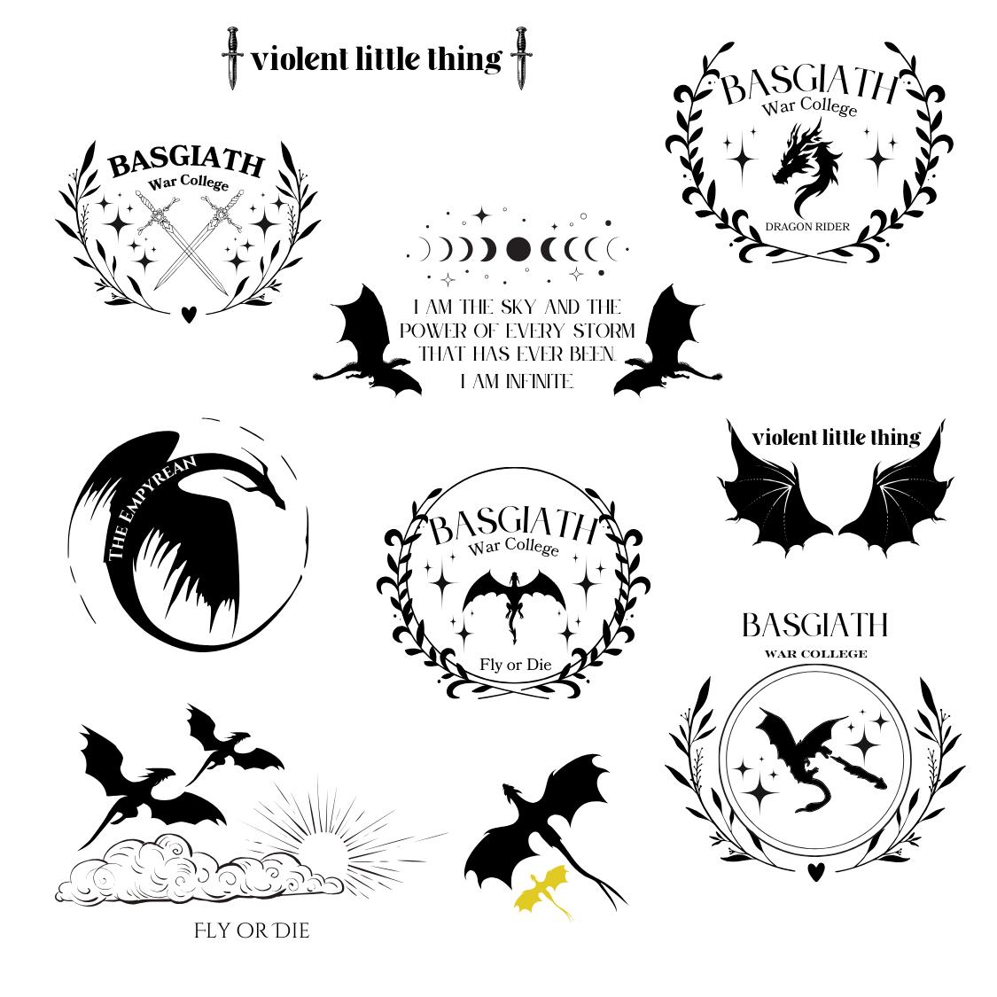 Fourth Wing SVG & PNG Bundle, 10 Images / Iron Flame / Dragons ...