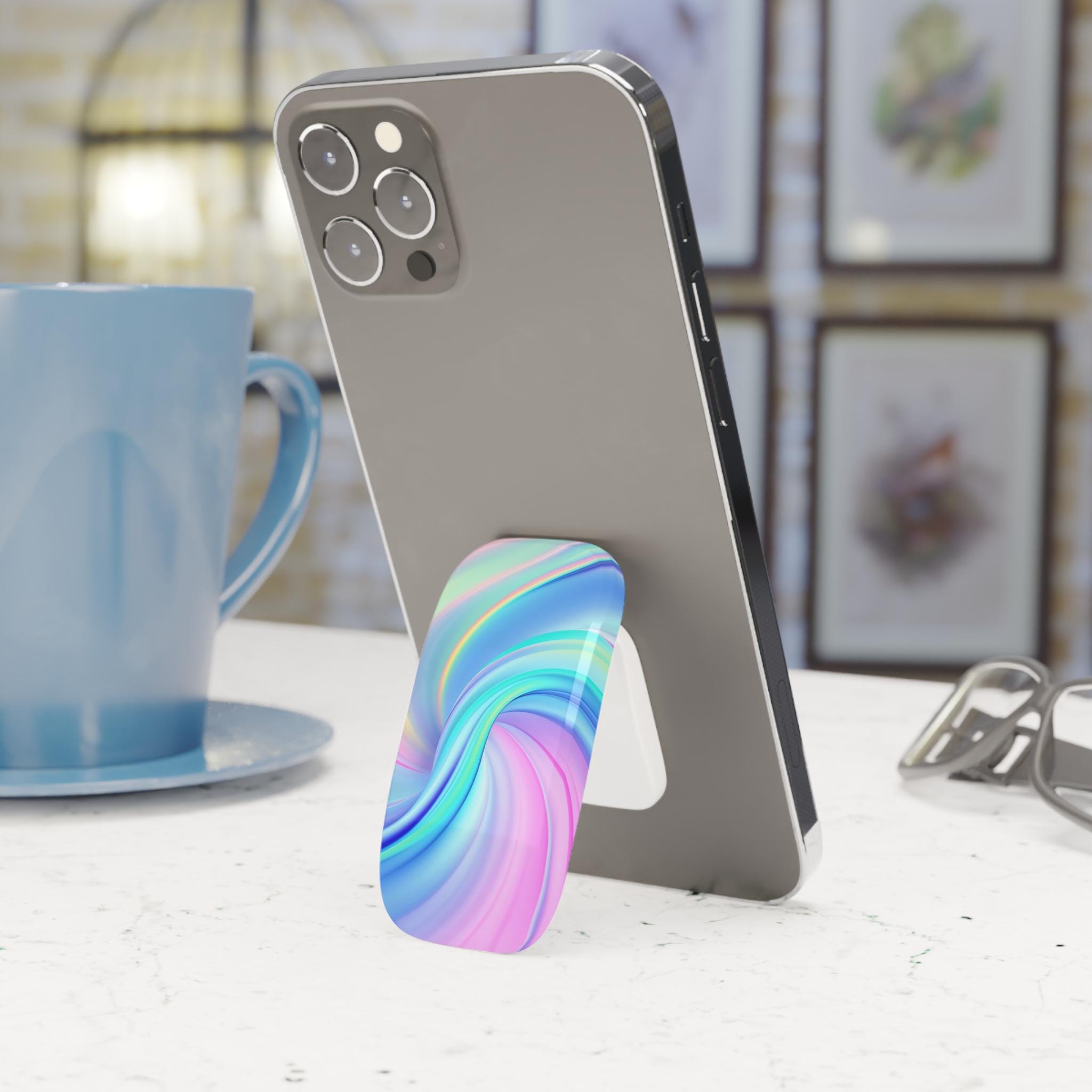 Pastel Swirl Phone Click-on Grip for iPhone Galaxy and Pixel, Stand for ...