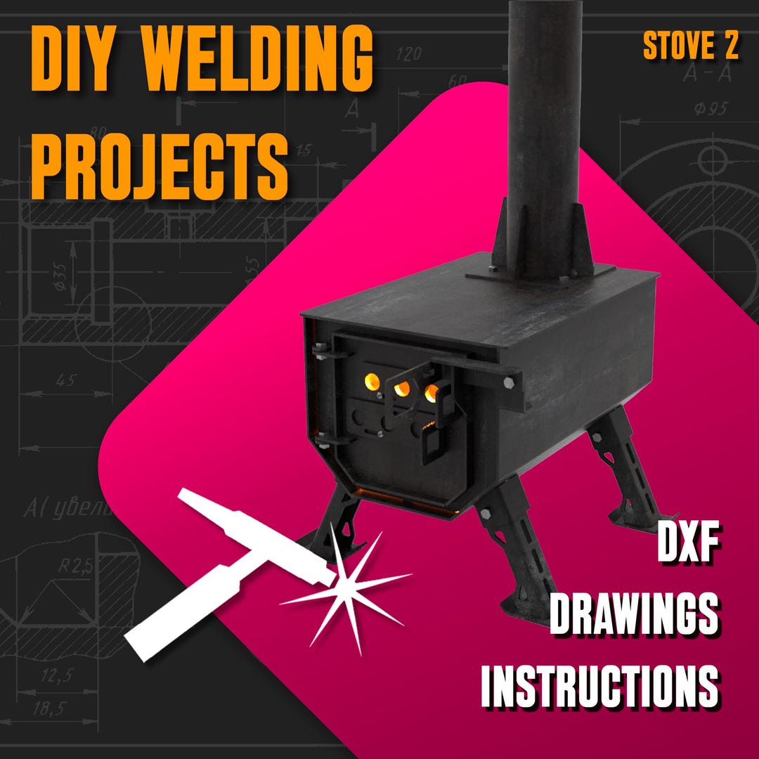 Welding Project Plans Templates Drawings Metal Stove 2 DXF PDF Low Poly ...