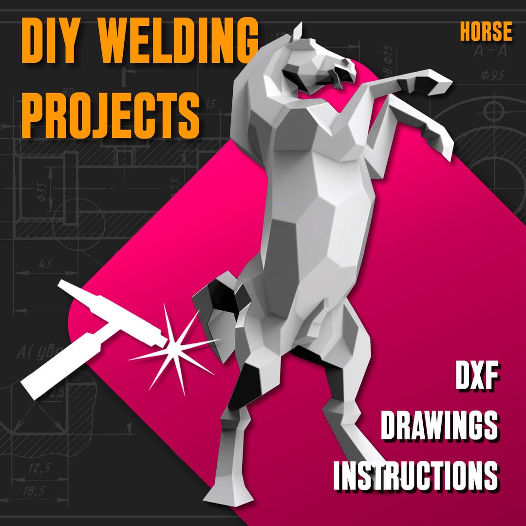 Welding Project Plans Templates Drawings Metal Horse DXF PDF Low Poly ...