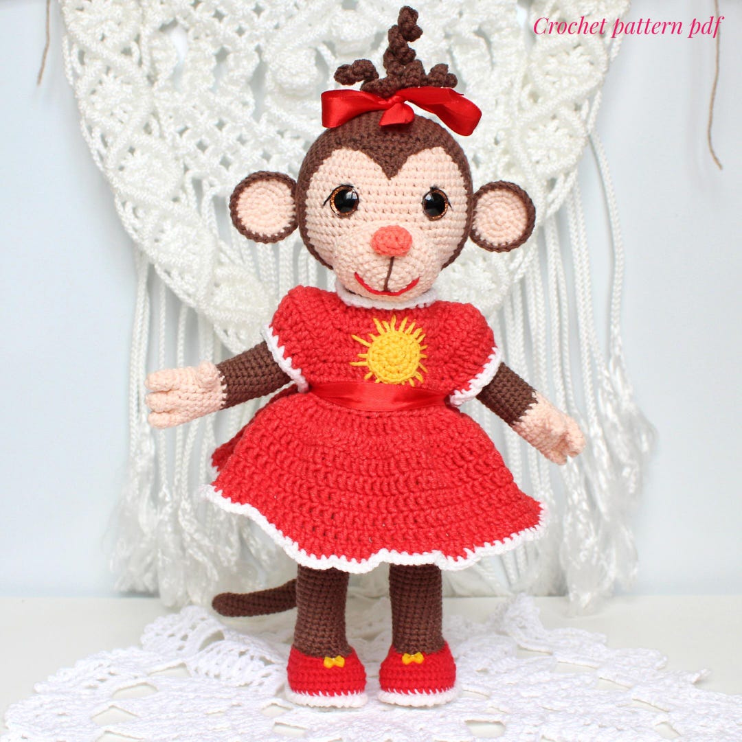 Monkey Crochet Pattern PDF Stuffed Animal Amigurumi Toy Crochet ...