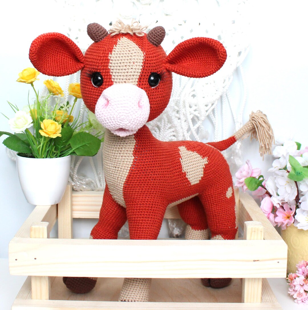 Bull Crochet Pattern PDF Amigurumi Cow Stuffed Big Toy Farm Animals ...