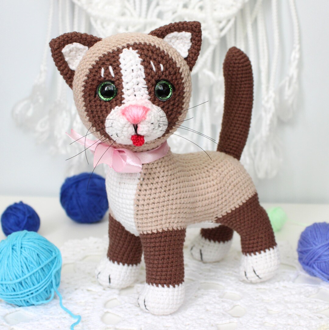 Realistic Cat Crochet Pattern PDF Kitten Crochet Tutorial Snowshoe Cat Amigurumi Toy Pattern ...