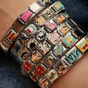 Customizable Italian Charm Bracelet, Vintage 18 Links 9mm Wide ...