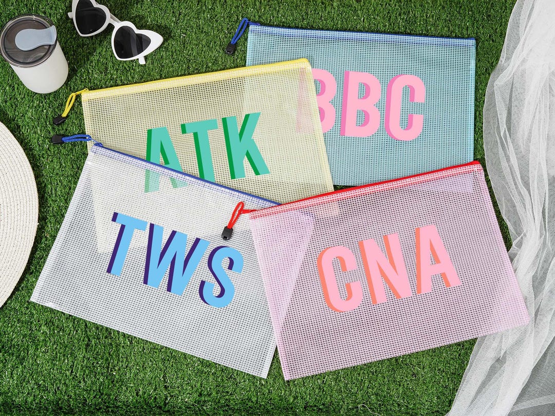 Shadow Monogram Pool Bag,personalized Bridesmaid Beach Pouch,custom ...
