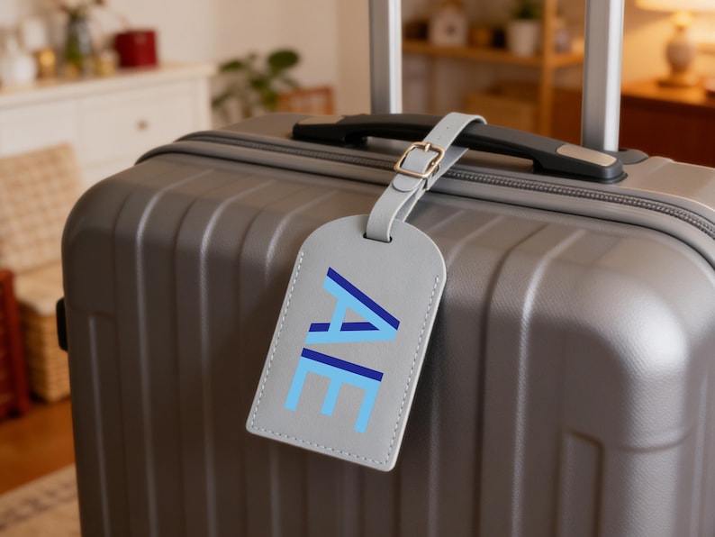 Shadow Monogram Luggage Tag, Personalized Vegan Leather Suitcase Tag ...